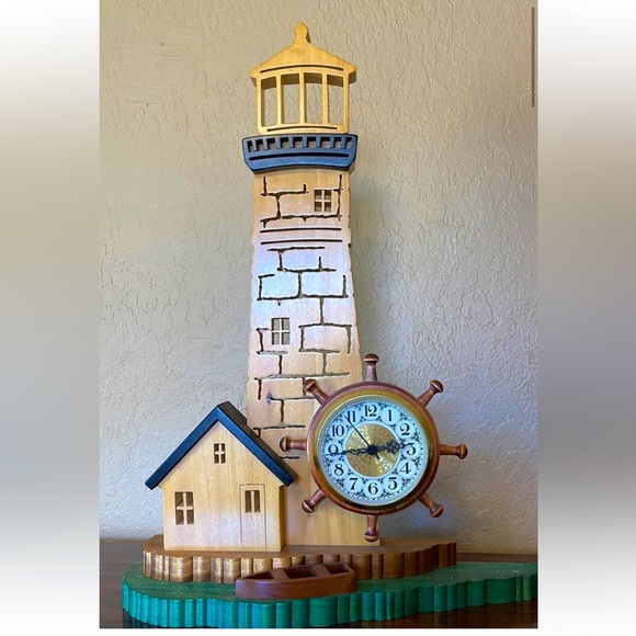 Handmade | Accents | Handmade Wood Lighthouse Clock | Poshmark